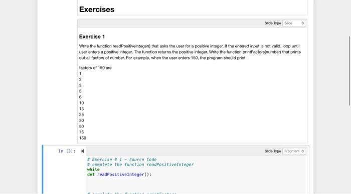 Solved Exercise 1 Write the function readPositivelnteger0 | Chegg.com