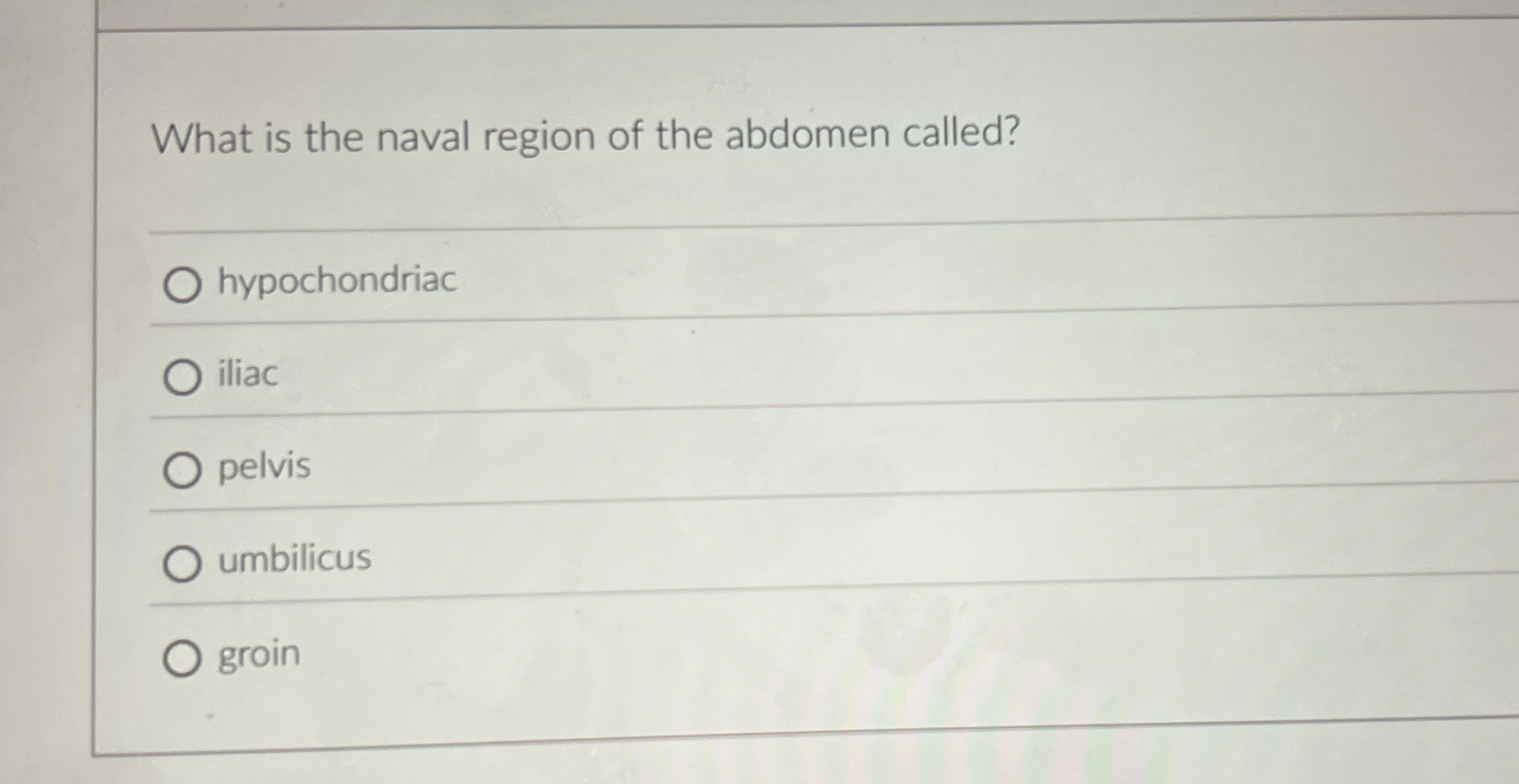 Solved What is the naval region of the abdomen | Chegg.com