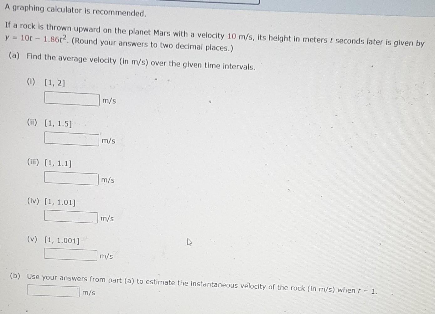 Solved If a rock is thrown upward on the planet Mars with a | Chegg.com
