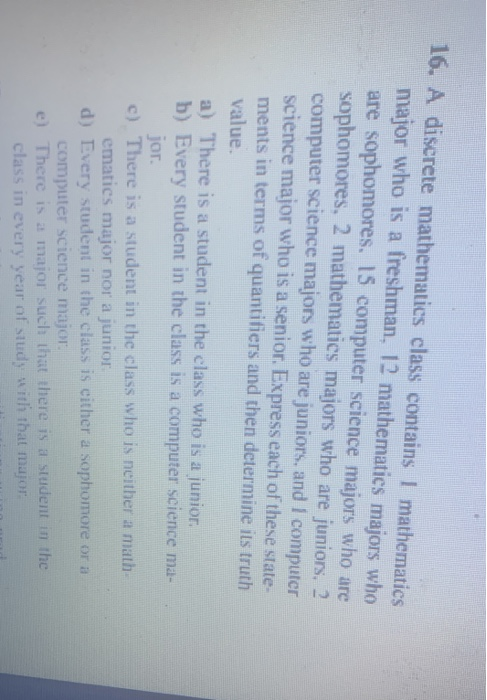 16. A discrete mathematics class contains 1 | Chegg.com