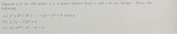 Solved Suppose p is an odd prime, q is a prime distinct from | Chegg.com