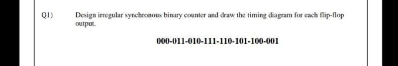 Solved Q1) Design irregular synchronous binary counter and | Chegg.com