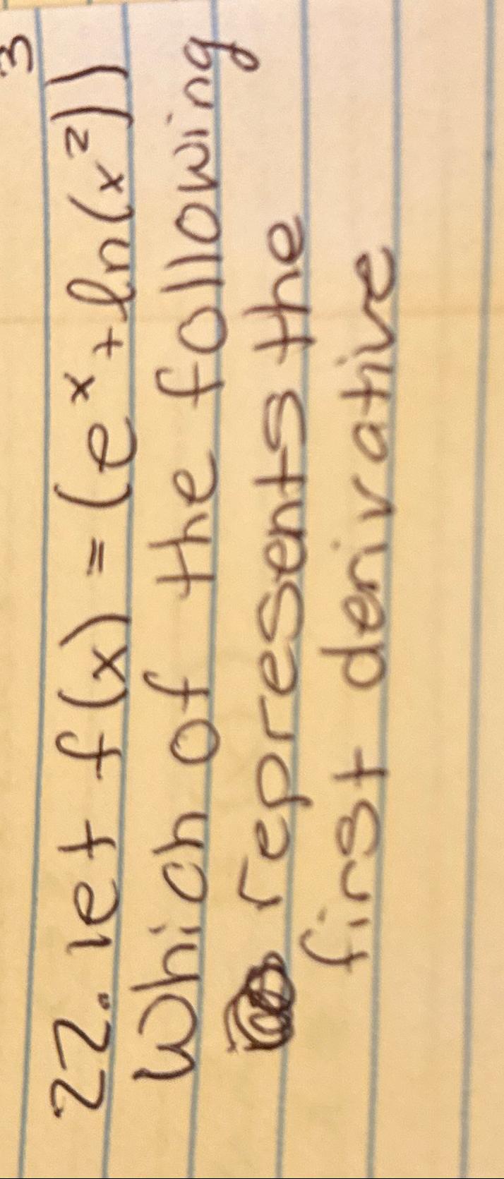 Solved let f(x)=(ex+ln(x2))3 ﻿Which of the following | Chegg.com