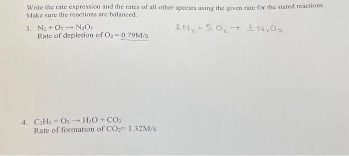 Solved Write the rate expression and the rates of all other | Chegg.com