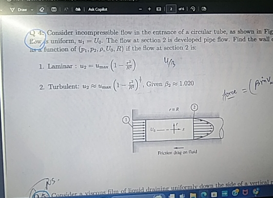 Solved DrawAat Copilat2of 6동Q 4. ﻿Consider incompressible | Chegg.com