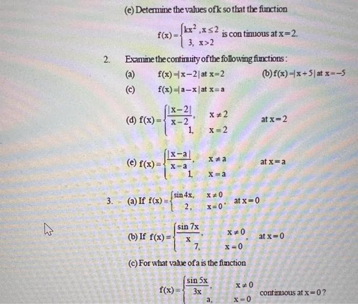 Solved . (e) Determine the values ofk so that the function | Chegg.com