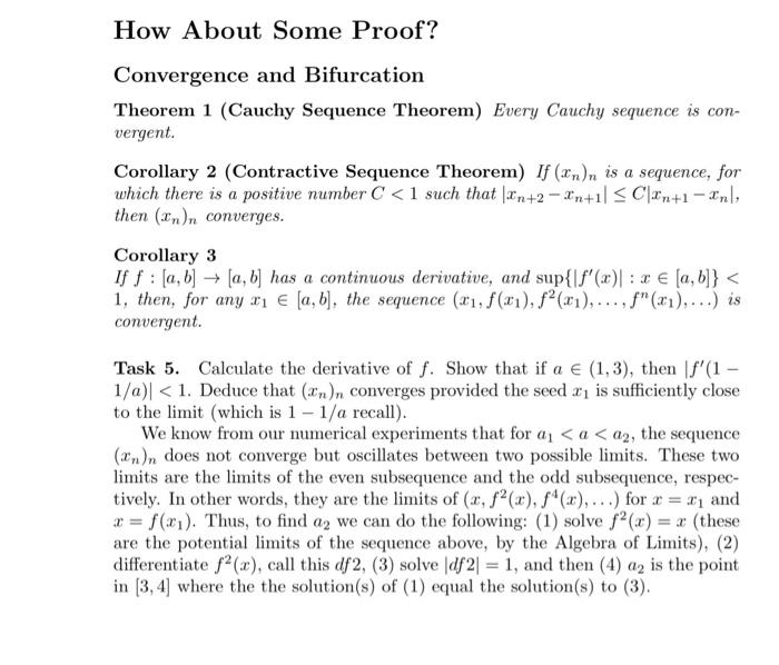 How About Some Proof? Convergence and Bifurcation | Chegg.com