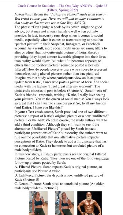 Solved Crash Course in Statistics - The One Way ANOVA - Quiz | Chegg.com