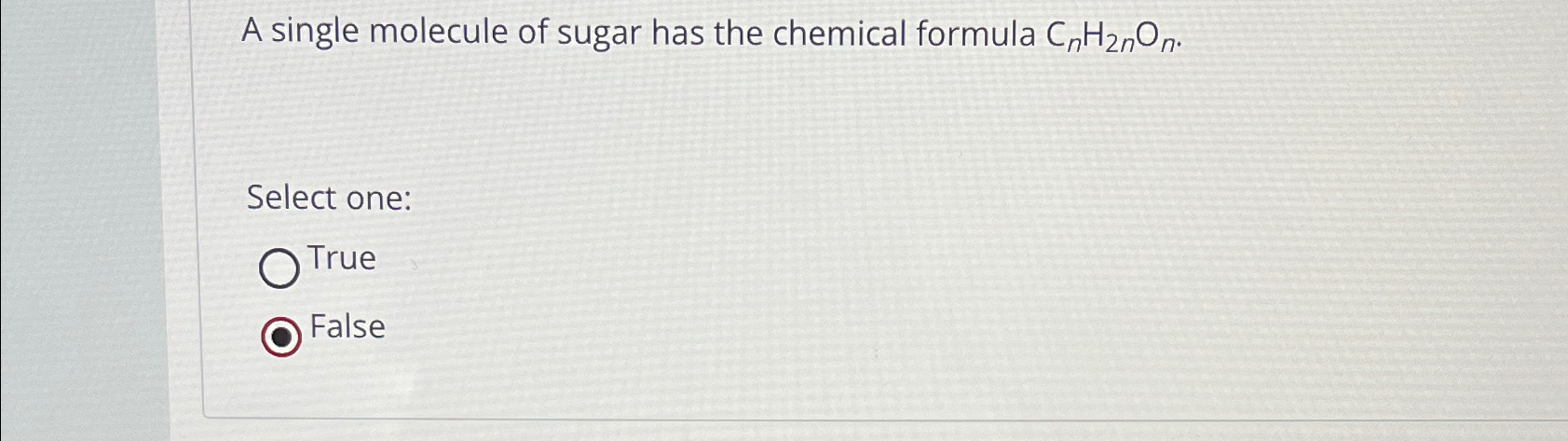 Solved A single molecule of sugar has the chemical formula | Chegg.com