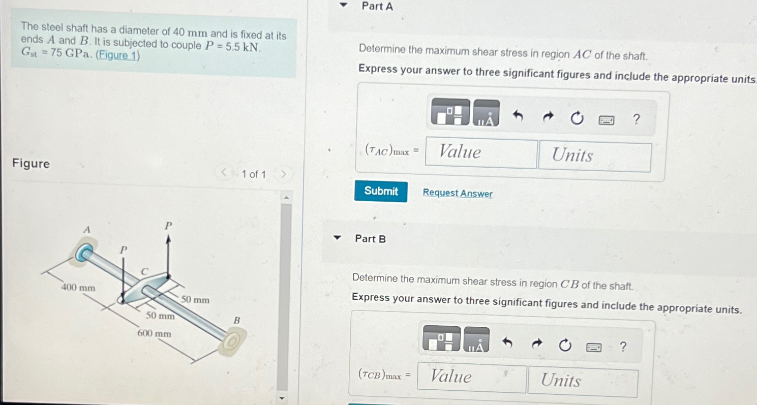 Solved Part AThe steel shaft has a diameter of 40mm ﻿and is | Chegg.com