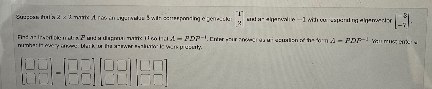 Solved Suppose That A 2×2 ﻿matrix A Has An Eigenvalue 3 4973