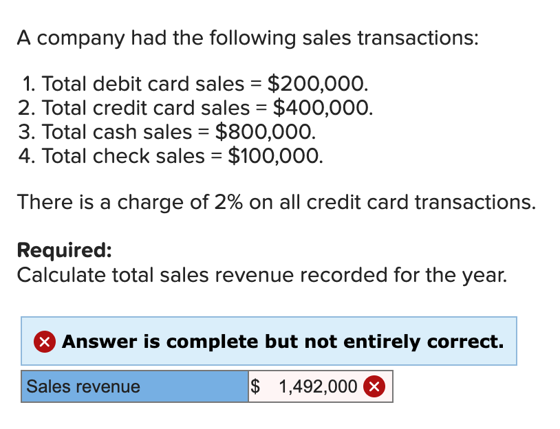 Solved A company had the following sales transactions:Total | Chegg.com