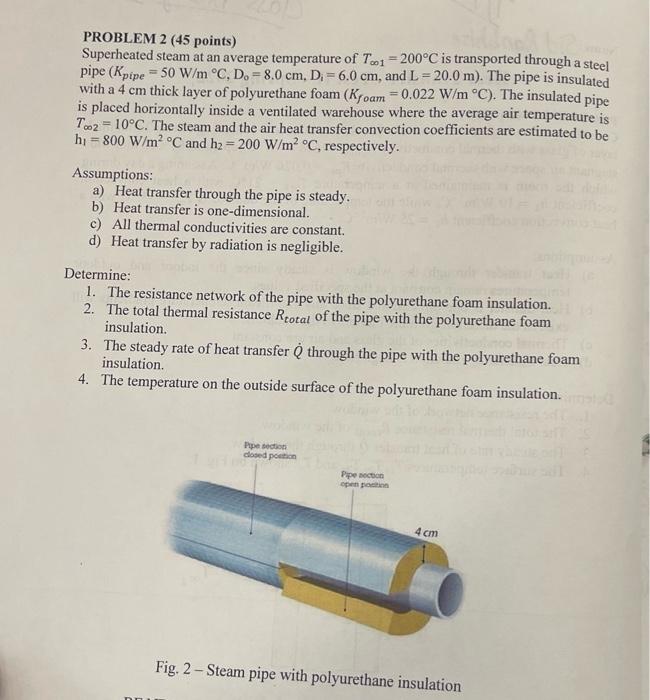 Solved PROBLEM 2 (45 points) Superheated steam at an average | Chegg.com