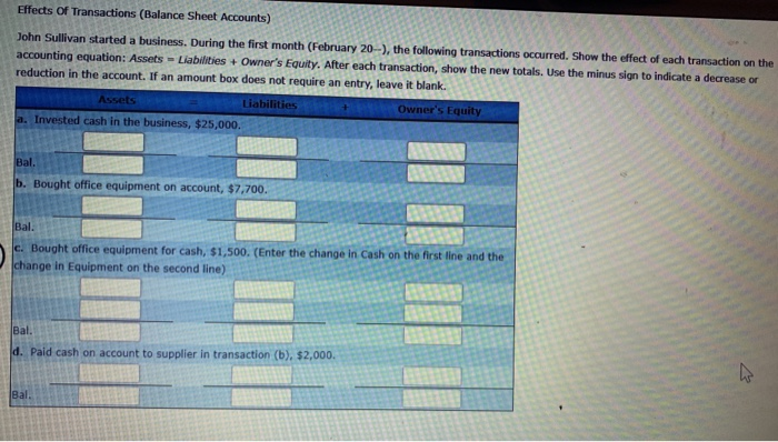 Solved Effects of Transactions (Balance Sheet Accounts) John | Chegg.com