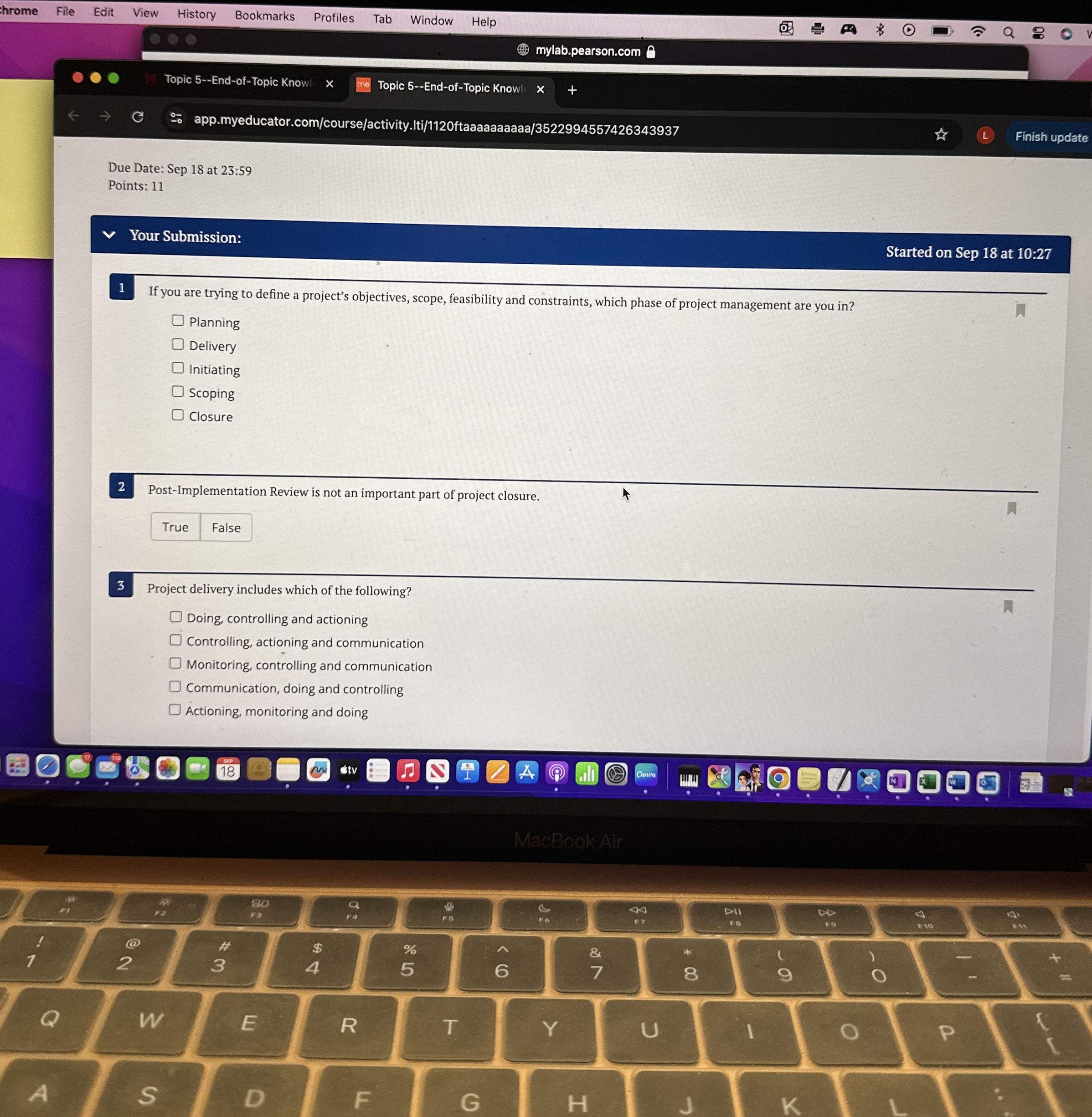 Solved 1If you are trying to define a project's objectives, | Chegg.com