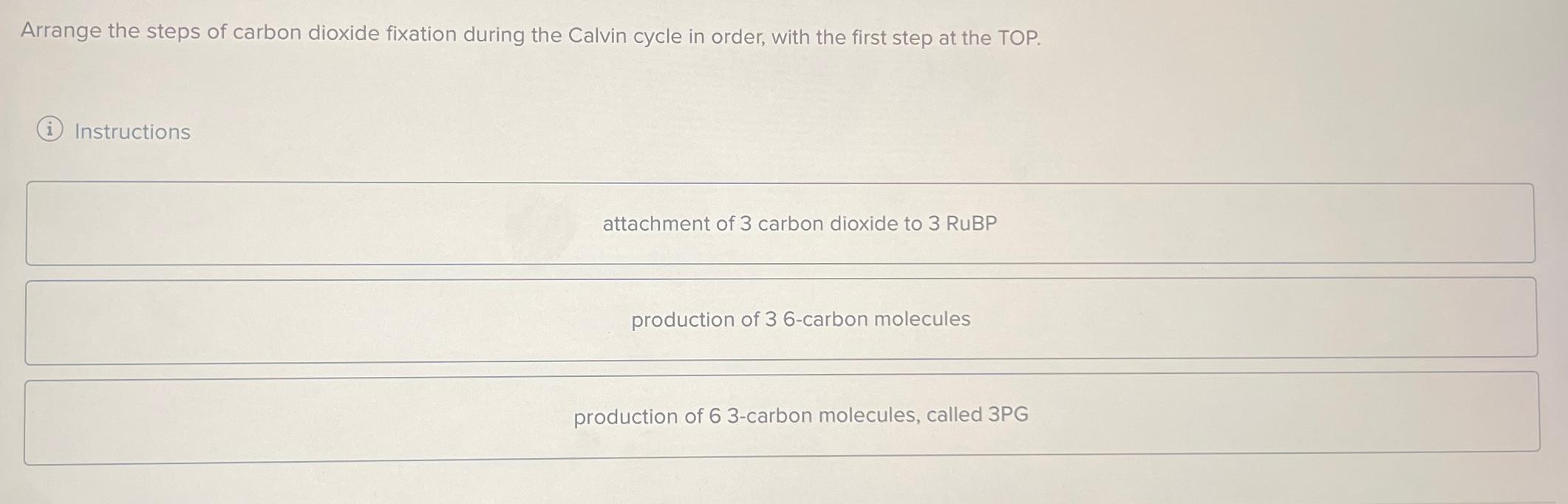 Solved Arrange the steps of carbon dioxide fixation during | Chegg.com