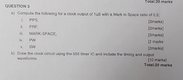 Solved QUESTION 3a) ﻿Compute the following for a clock | Chegg.com