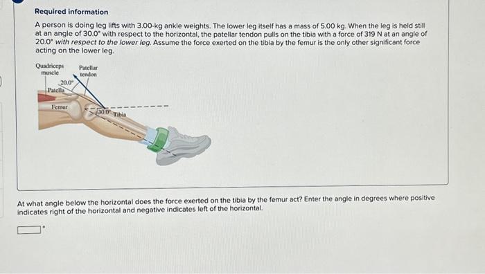 Solved Required information A person is doing leg lifts with | Chegg.com
