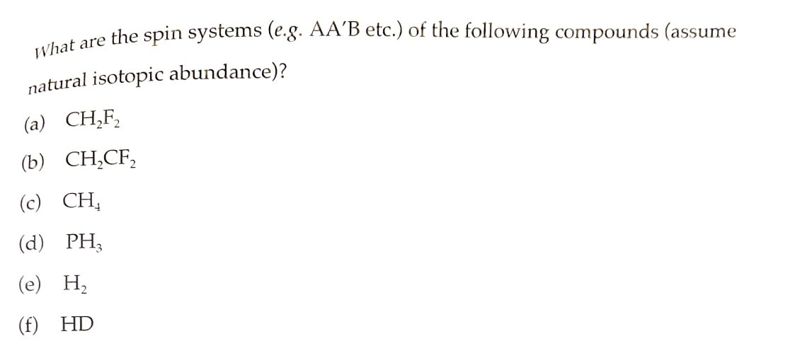 Solved What are the spin systems (e.g. AA'B ﻿etc.) ﻿of the | Chegg.com