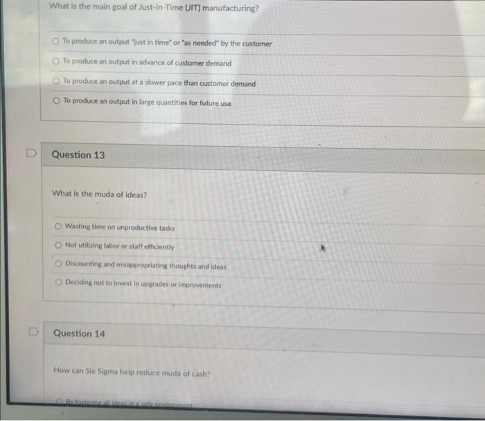 Solved What is the main goal of Just-in-Time (UTT) | Chegg.com