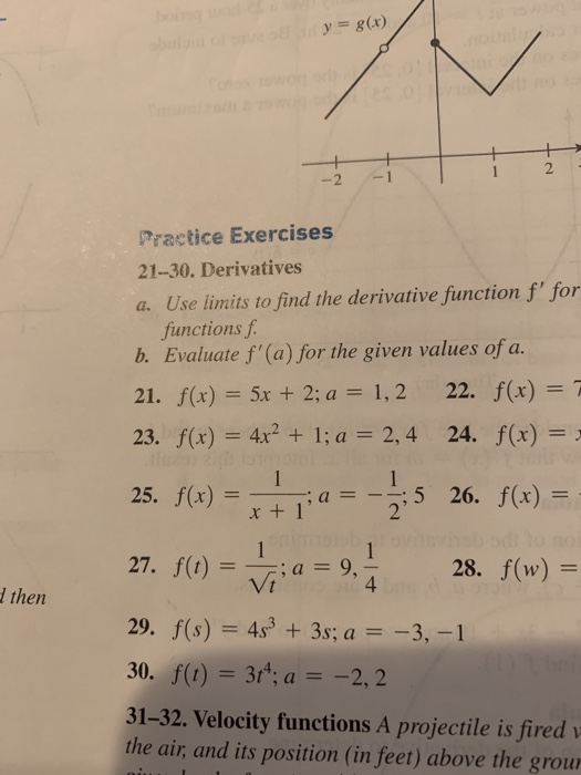 Solved y = g(x) - 2 Practice Exercises 21-30. Derivatives 4. | Chegg.com