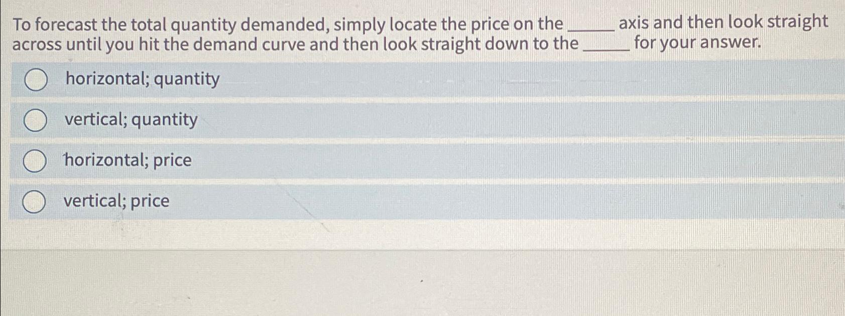 Solved To forecast the total quantity demanded, simply | Chegg.com