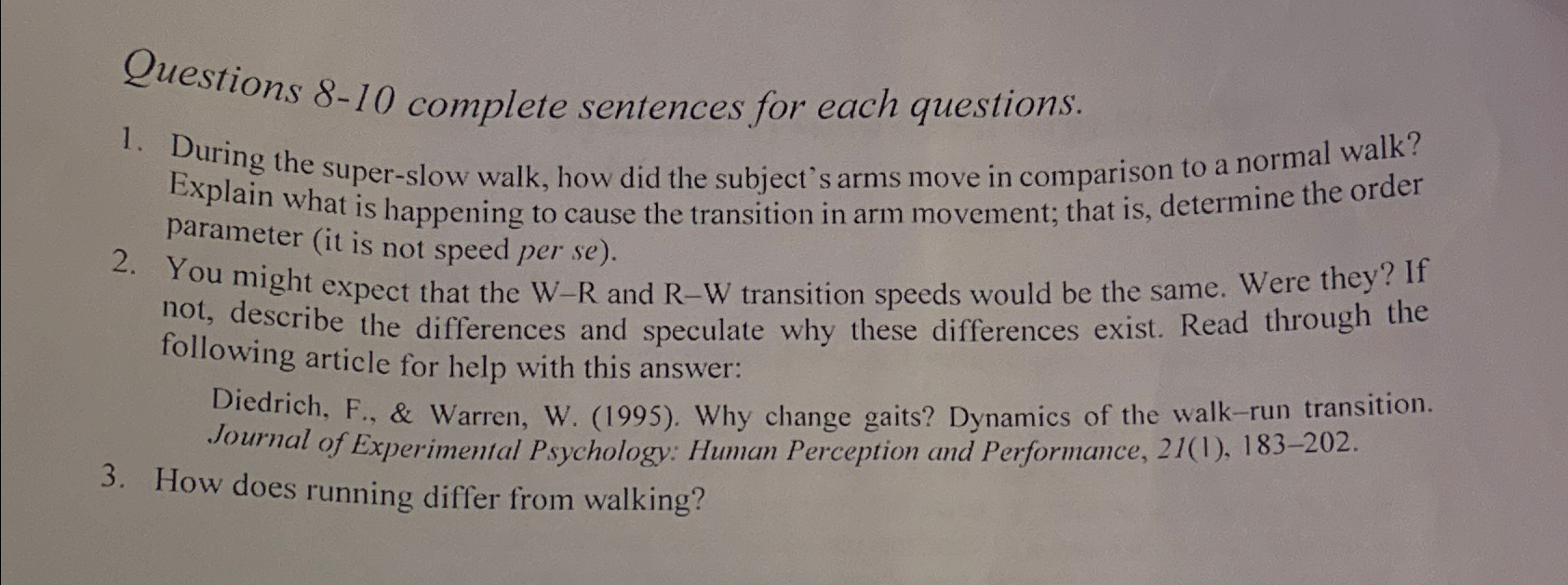 Solved Questions 8-10 ﻿complete sentences for each | Chegg.com