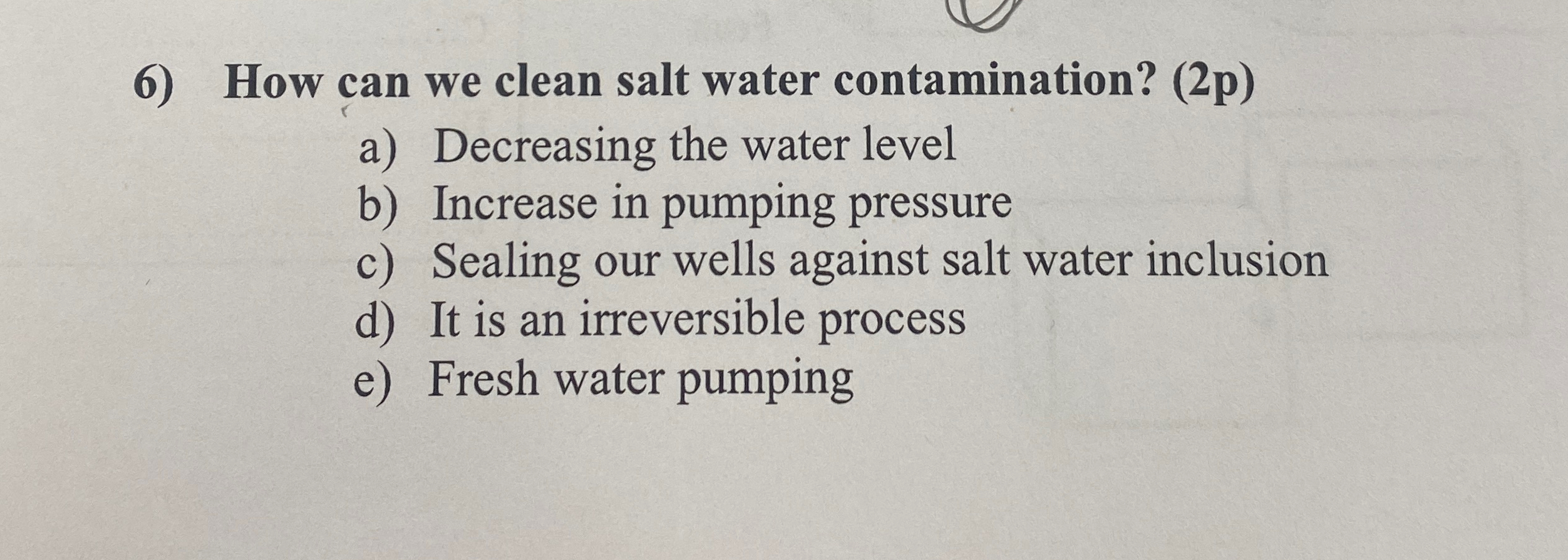 Solved How can we clean salt water contamination? (2p)a) | Chegg.com
