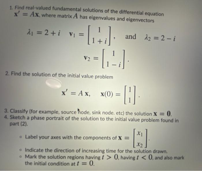 Solved 1. Find real-valued fundamental solutions of the | Chegg.com