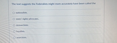 Solved The text suggests the Federalists might more | Chegg.com
