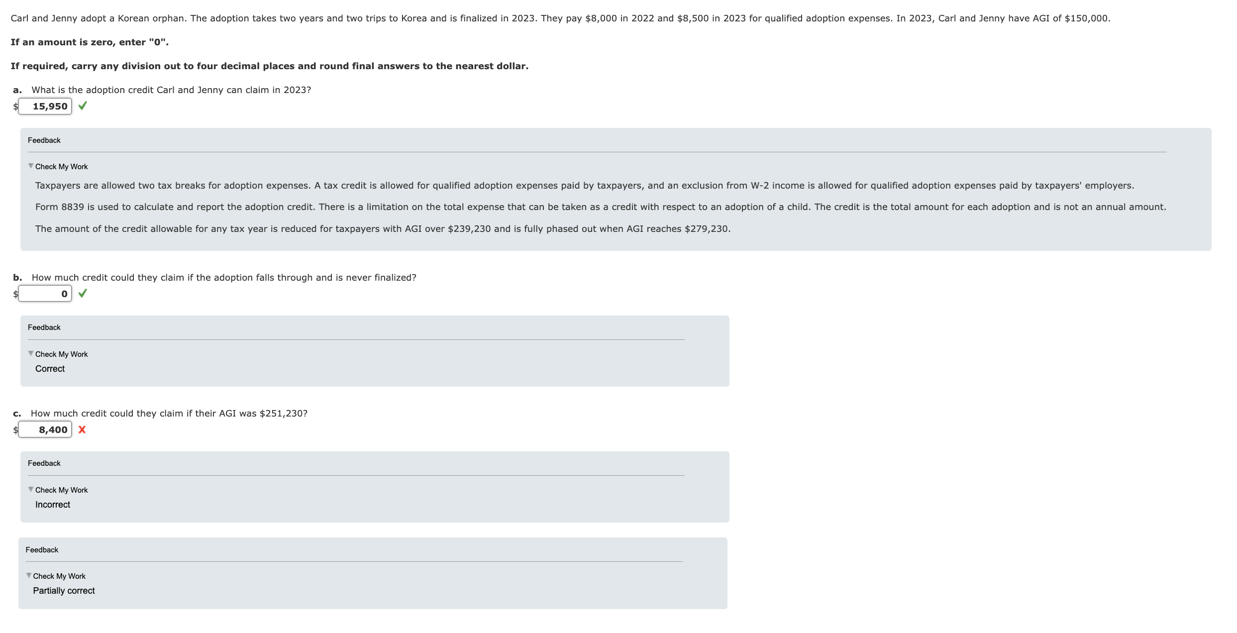 Solved Please answer C.Carl and Jenny adopt a Korean orphan. | Chegg.com