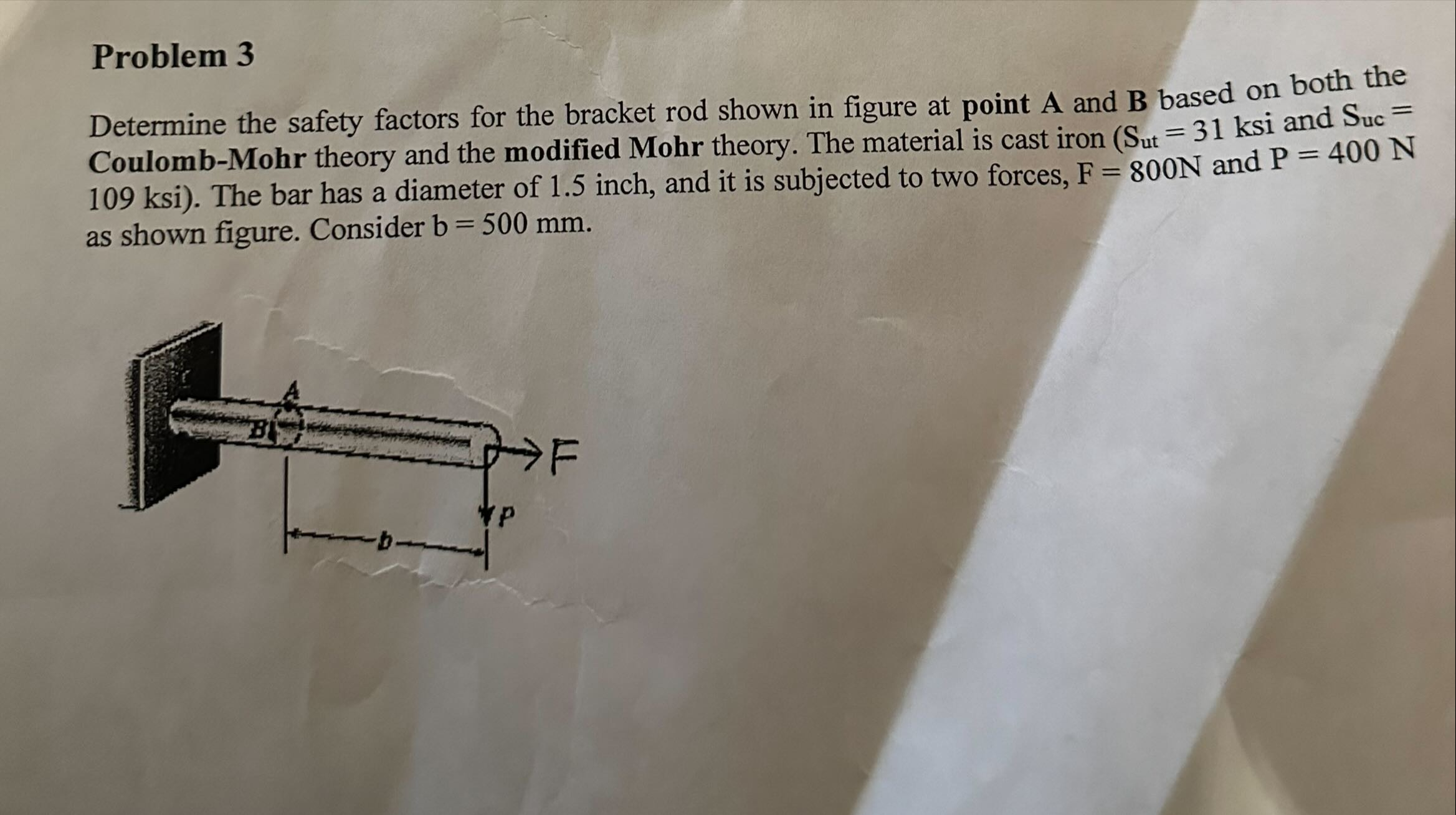Solved Problem 3Determine the safety factors for the bracket | Chegg.com