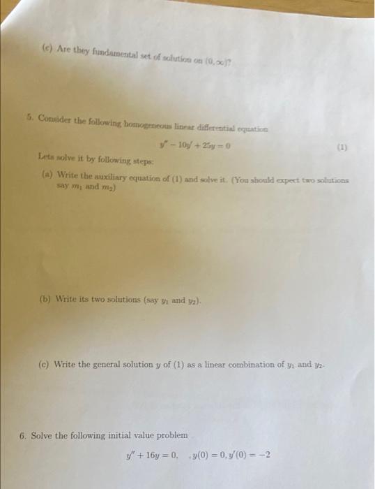 Solved 3. If cor is a solution of differential equation y" + | Chegg.com