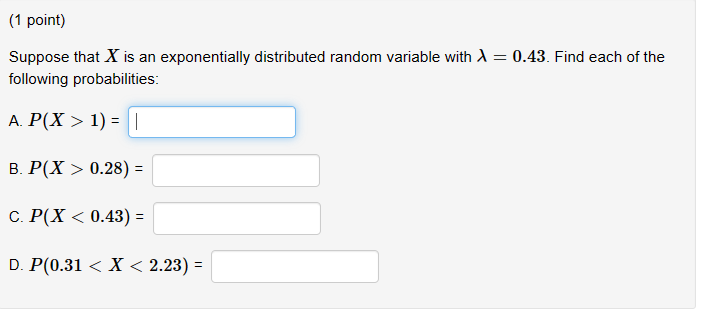 Solved (1 ﻿point)Suppose that x ﻿is an exponentially | Chegg.com