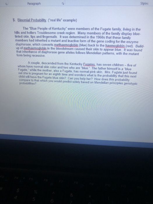 Paragraph Styles Binomial Probability ("real life" | Chegg.com