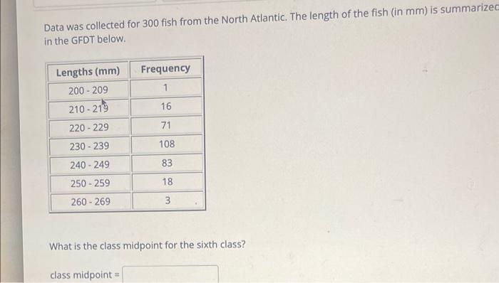Solved Data was collected for 300 fish from the North | Chegg.com
