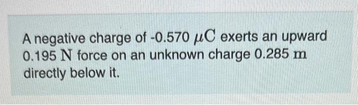 Solved A negative charge of −0.570μC exerts an upward 0.195 | Chegg.com