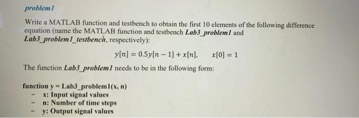 Solved Problem Write A Matlab Function And Testbench To 