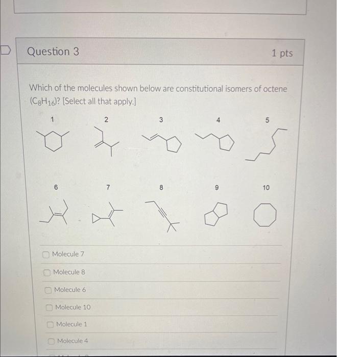 Solved Which of the molecules shown below are constitutional | Chegg.com