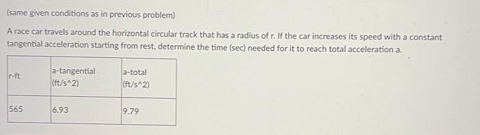 Solved (same given conditions as in previous problem) A race | Chegg.com