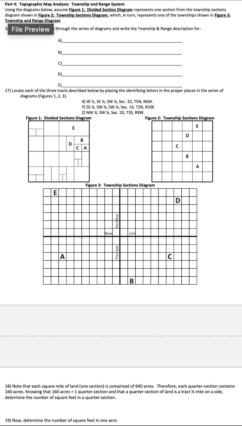 Township and Range Diagram.1 ﻿File Preview through | Chegg.com