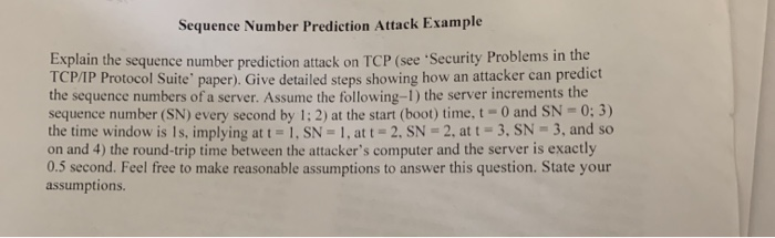 Solved Sequence Number Prediction Attack Example Explain The