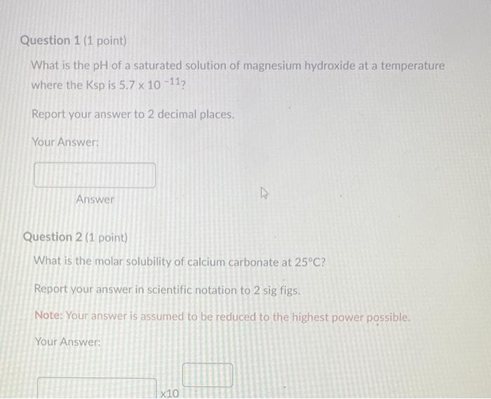 What is the pH of a saturated solution of magnesium | Chegg.com