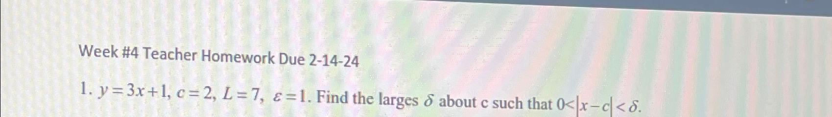 Solved Week #4 ﻿Teacher Homework Due | Chegg.com