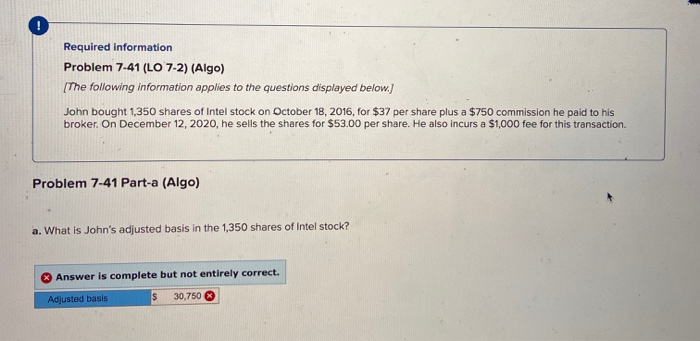 Solved ! Required information Problem 7-41 (LO 7-2) (Algo) | Chegg.com Solved ! Required information Problem 7-41 (LO 7-2) (Algo) | Chegg.com