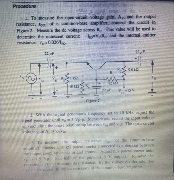 Solved Procedure co 1. To measure the open-circuit voltage | Chegg.com