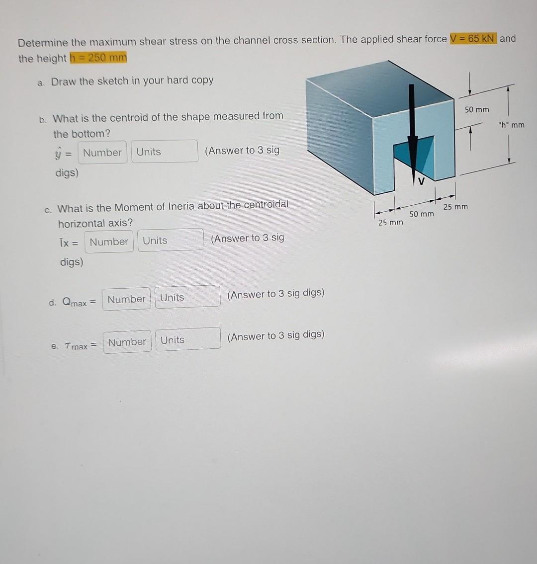 Solved Determine the maximum shear stress on the channel | Chegg.com