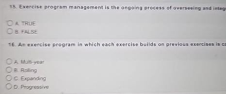 Solved Exercise program management is the ongoing process of | Chegg.com
