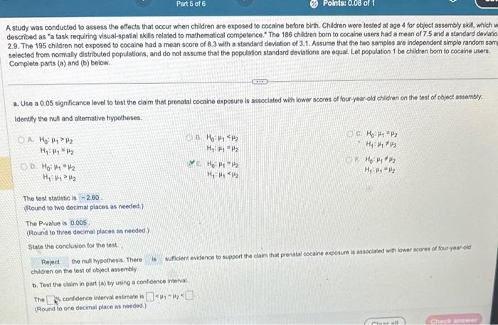 Solved A study was conducted to assess the effects that | Chegg.com