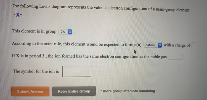 Solved The following Lewis diagram represents the valence | Chegg.com